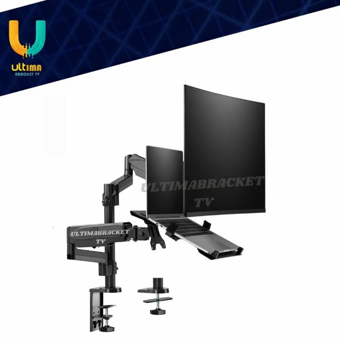 Jual Bracket laptop monitor arm gas spring full motion desk mount clamp ...