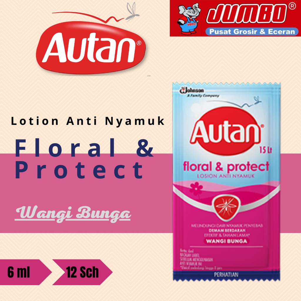 Jual Autan Lotion Anti Nyamuk Sachet 6ml*12pcs Floral & Protect Wangi ...