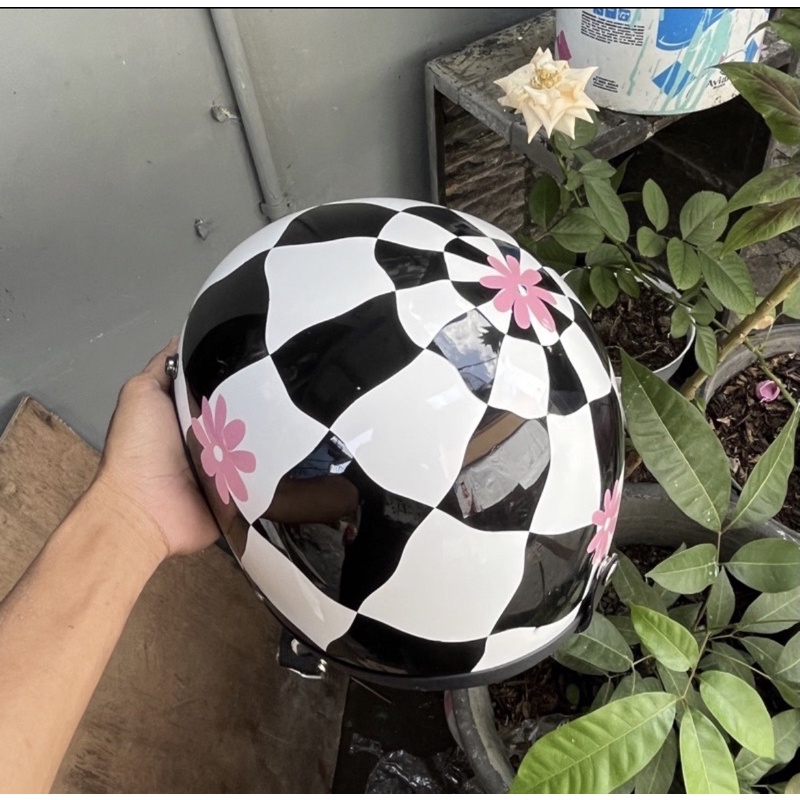 Jual Slimhead 500TX Checkerboard Series - Helmet Custom chopper bobber ...