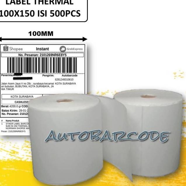 Jual LABEL THERMAL 100x150 ISI 500 PCS KERTAS STICKER LABEL RESI | Shopee Indonesia