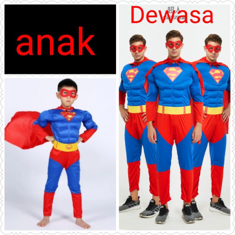 Jual Kostum Superhero Superman Anak dan Dewasa Sp Karakter New | Shopee ...