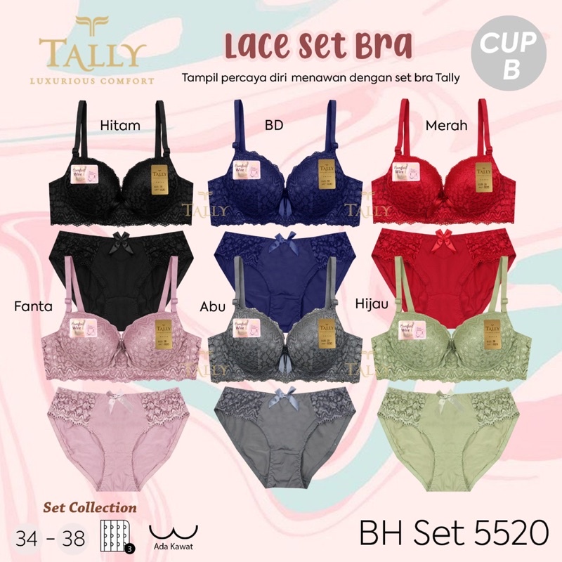 Jual bra set | Bh set + Cd TALLY 5520 model brukat pakai kawat dan busa ...