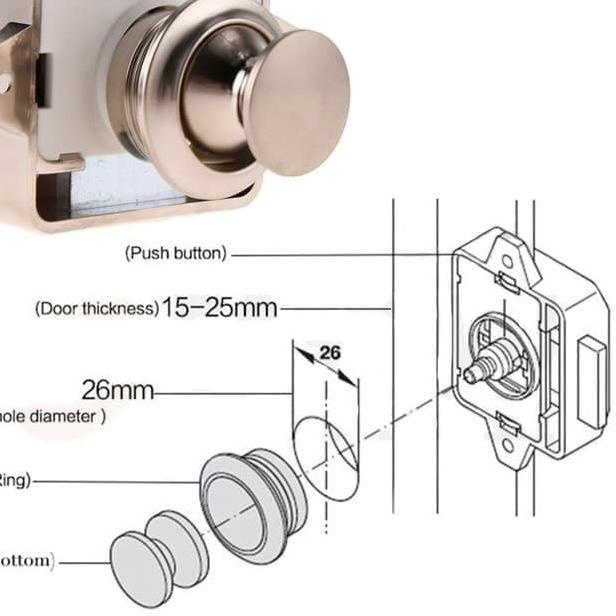 Jual Push Button Tombol Catch Lock Lemari Pintu Knob Motorhome RV ...