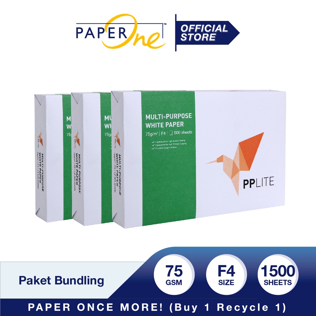 Jual PP Lite Kertas F4 75gr Copier 3 Rim (1500 lembar) Kertas HVS ...
