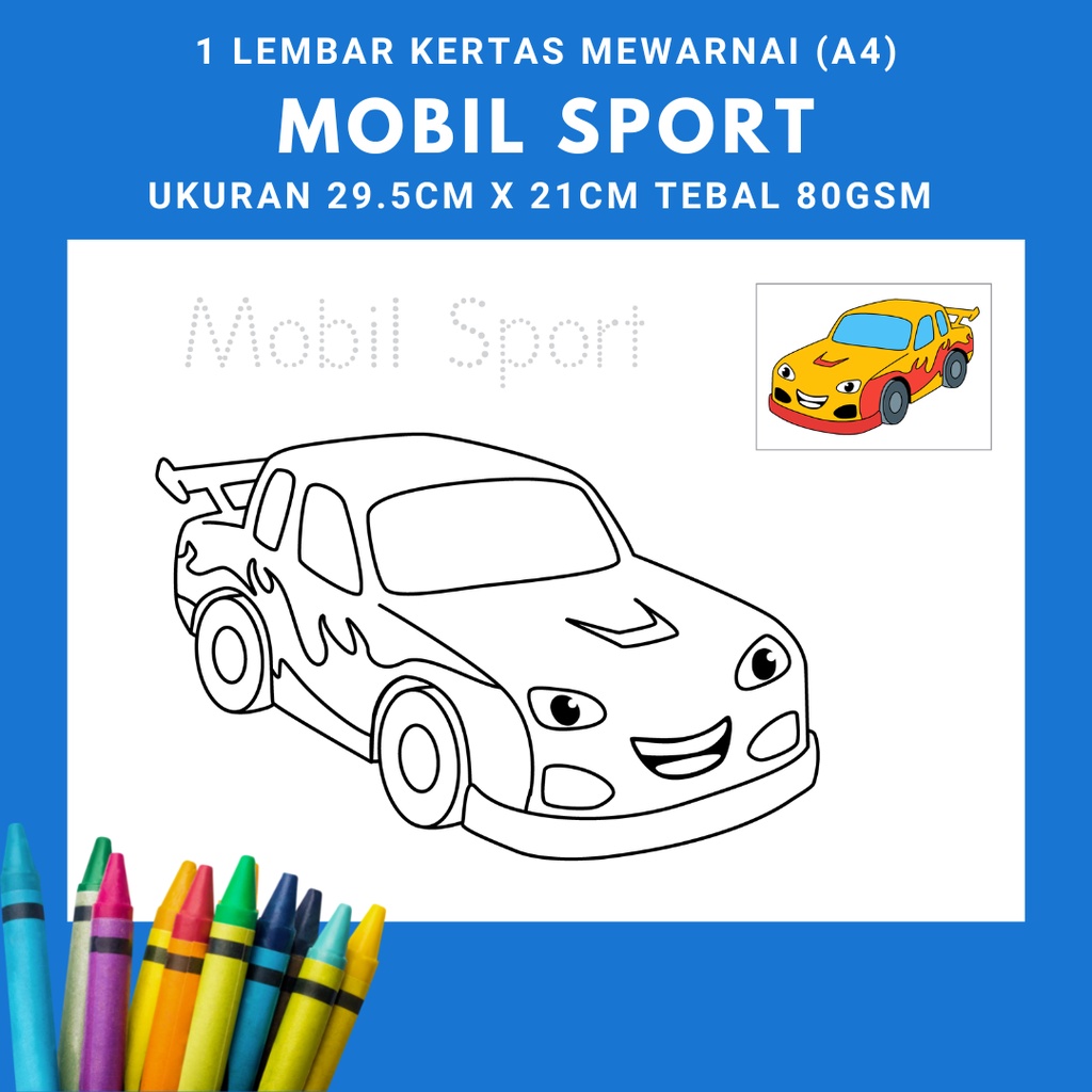 Jual Kertas Gambar Mewarnai A4 - Coloring Page Tema Mobil (Min Order ...