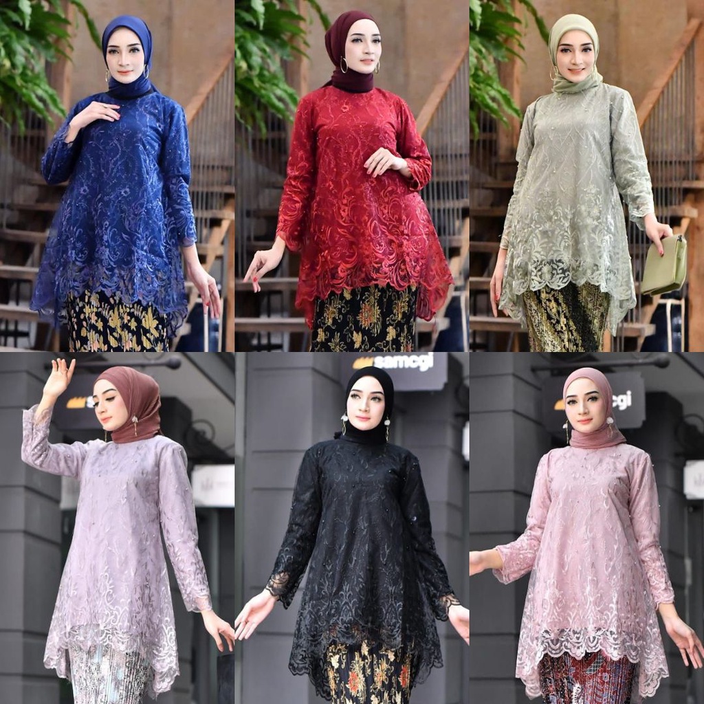 Jual Atasan Kebaya Modern / Kebaya Wisuda Tunik Tulle Azkia Full Furing ...