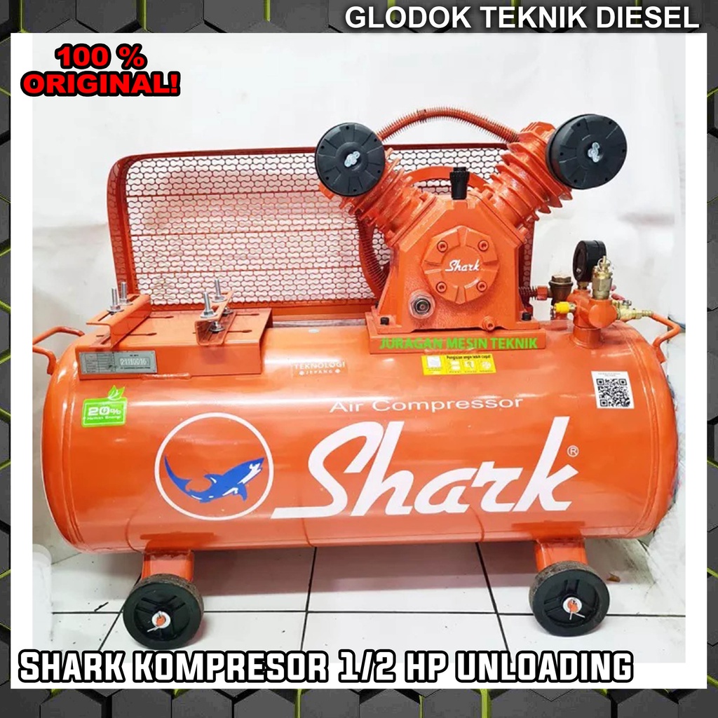 Jual SHARK Kompresor Angin 1/2 HP Unloading Air Compressor 0.5 PK Tanpa ...