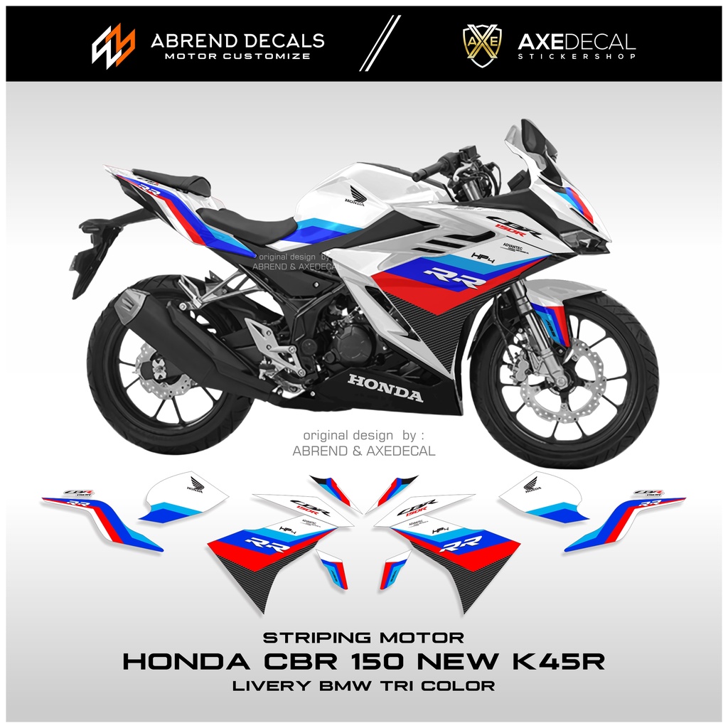 Jual STRIPING CBR 150R NEW 2021 LIVERY BMW TRI COLOR RACING / STIKER ...
