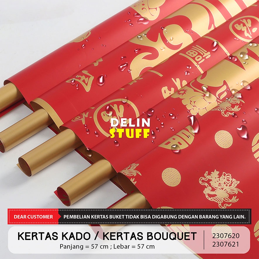 Jual Kertas Buket Bunga Kertas Cellophane Kertas Kado Imlek Emas Kertas ...