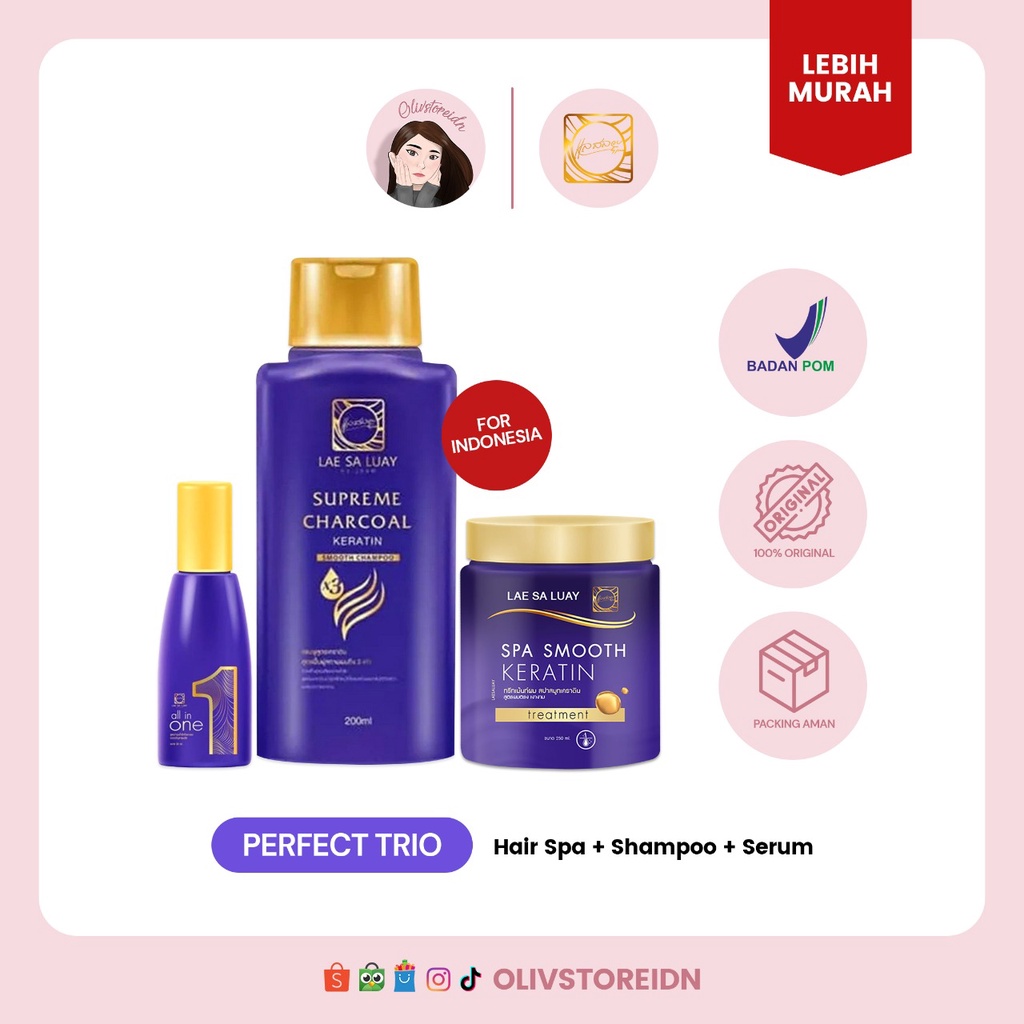 Jual PERFECT TRIO / Lae Sa Luay Hair Spa + Lae Sa Luay Shampoo + Lae Sa Luay Serum / Paket ...
