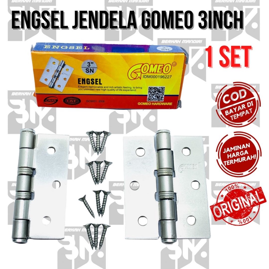 Jual engsel jendela/pintu kayu ukuran 3 inchi 3 x 2,5 inchi merek GOMEO ...