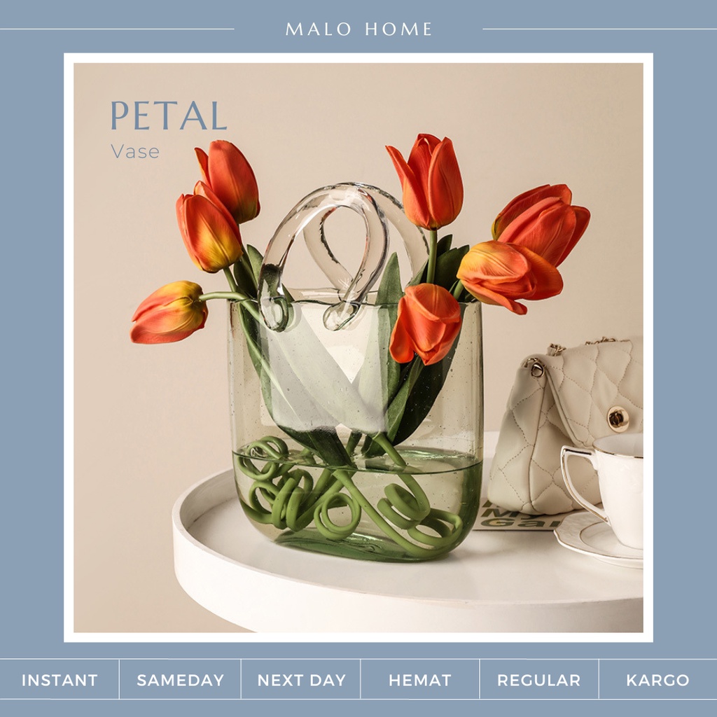 Jual MALOHOME PETAL Vase Glass Aesthetic Vas Bunga Kaca Unik Estetik ...
