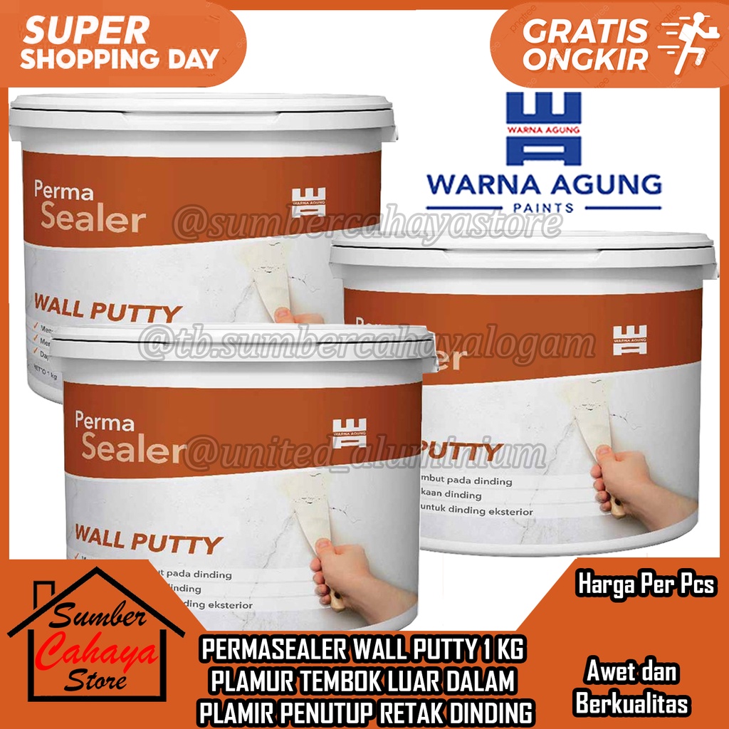 Jual PERMASEALER WALL PUTTY PLAMIR DEMPUL TEMBOK 1 KG PLAMUR PELAMIR ...