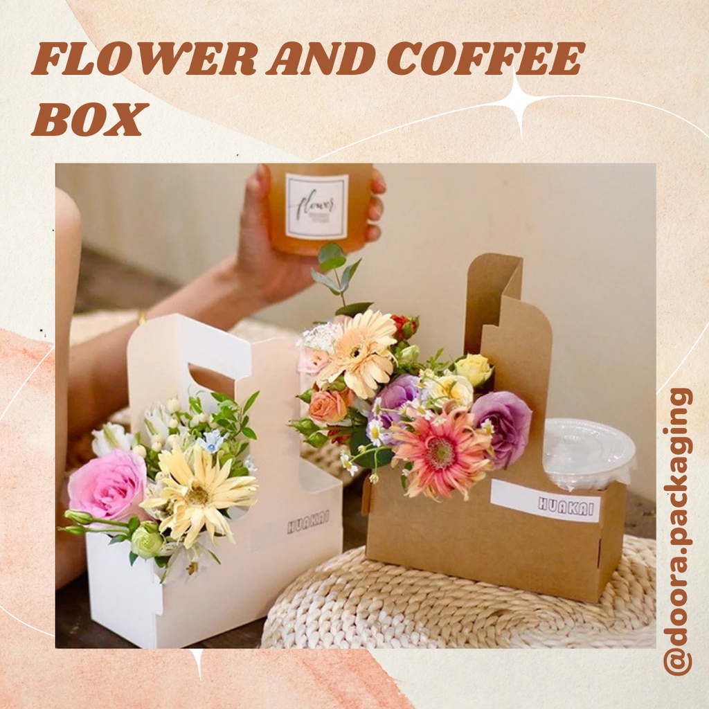 Jual Flower and Coffee Box / Kotak Buket bunga + tempat coffee cup | Shopee Indonesia