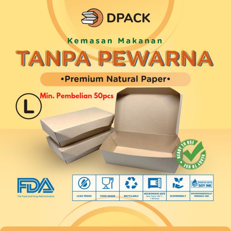 Jual MIN.50Pcs | Paper Lunch Box Forming Ukuran L FoodGrade I Bahan ...