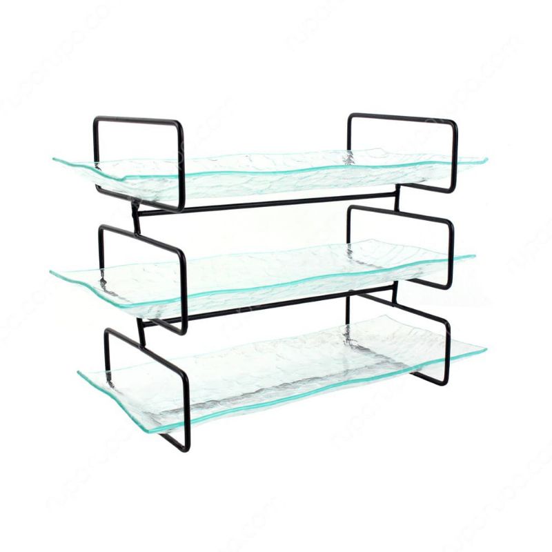 Jual serving glass informa/serving tempat kue/seving glass dengan rack ...