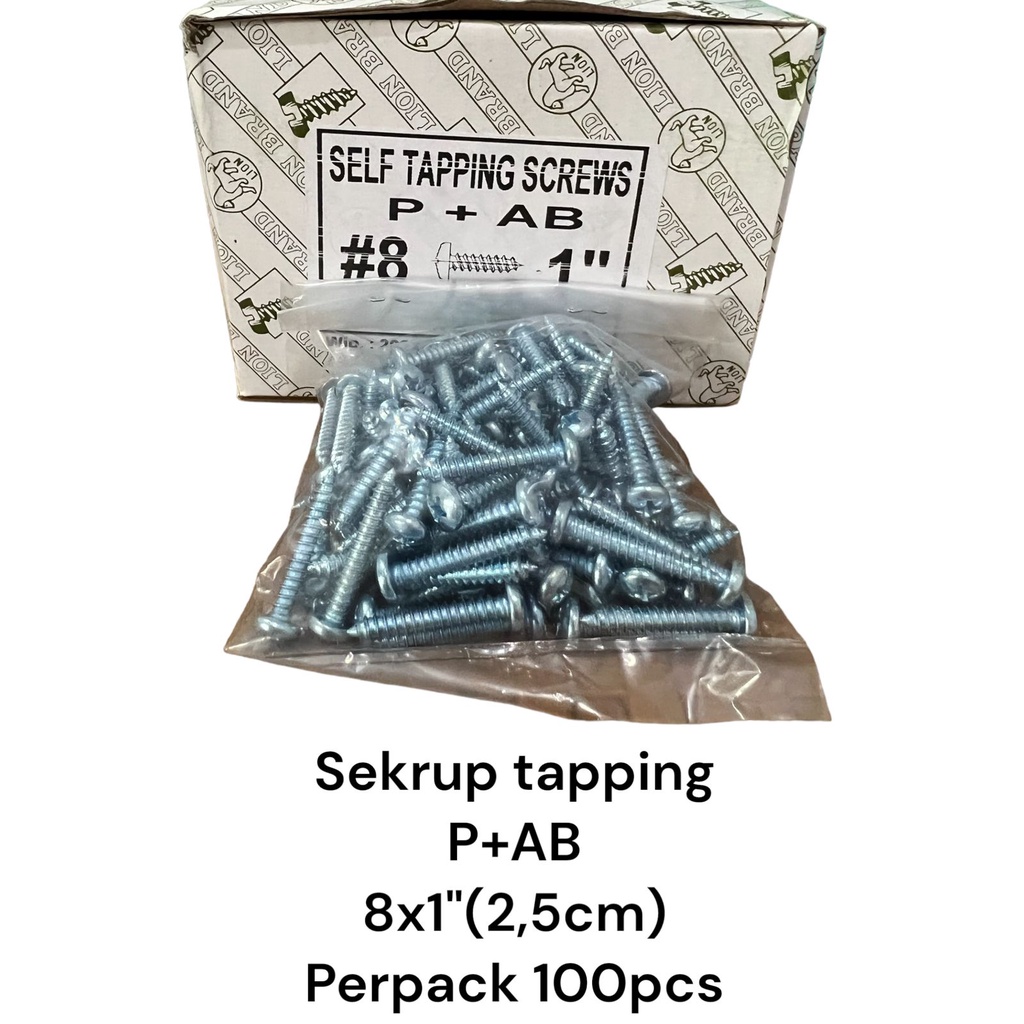 Jual P+AB 8 x 1"(panjang 2,5cm) sekrup tapping Kepala bulat lion brand ...