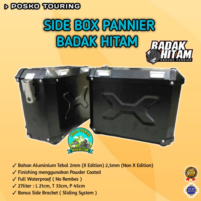 Jual Side Box Alumunium Pannier Badak Hitam 27liter | Box Pannier ...