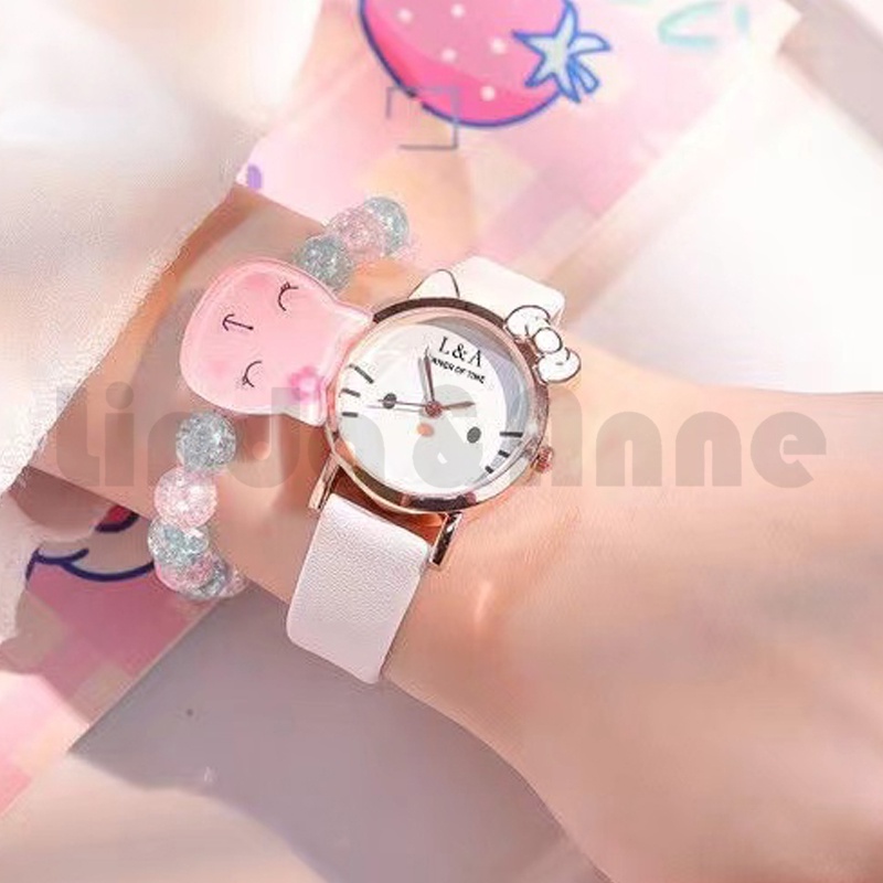 Jual Jam Tangan Wanita Sederhana Fashion Motif Hello Kitty Lucu Jam ...