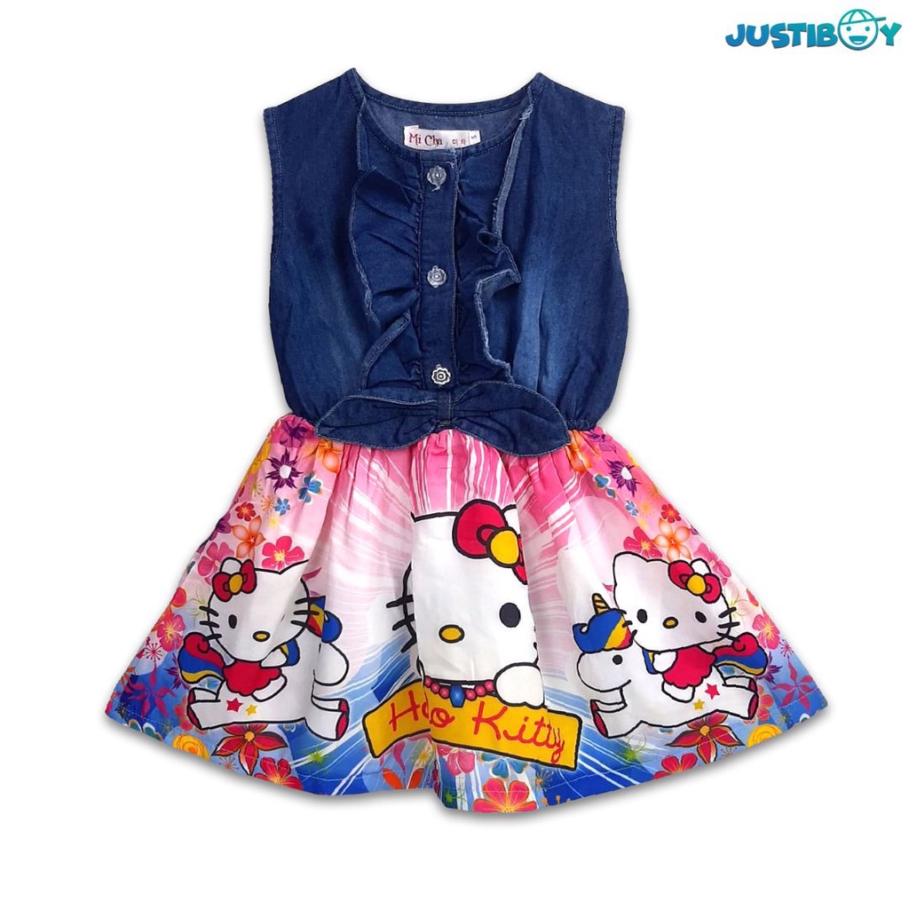 Jual Daster Anak Perempuan Hello Kitty Tanpa Lengan Bahan Denim Usia 1 ...