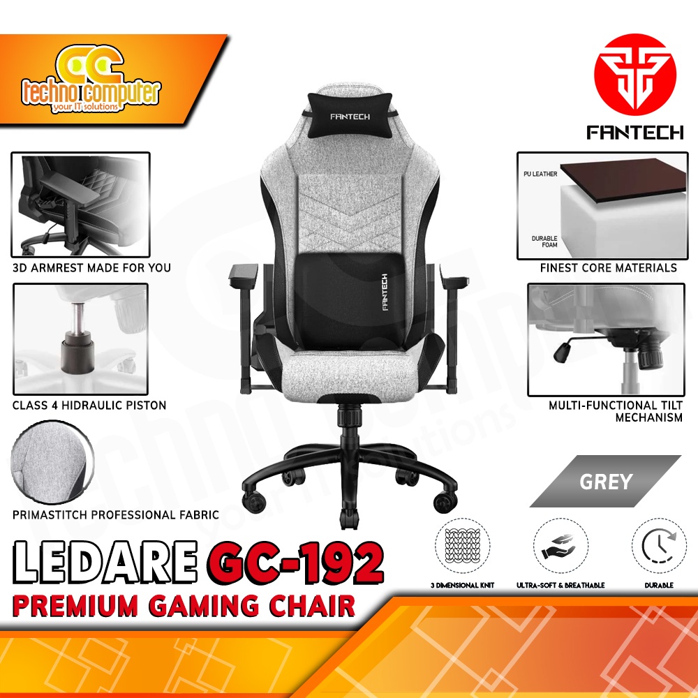 Jual KURSI GAMING FANTECH LEDARE GC-192 Grey - 3D Armrest / Fantech ...