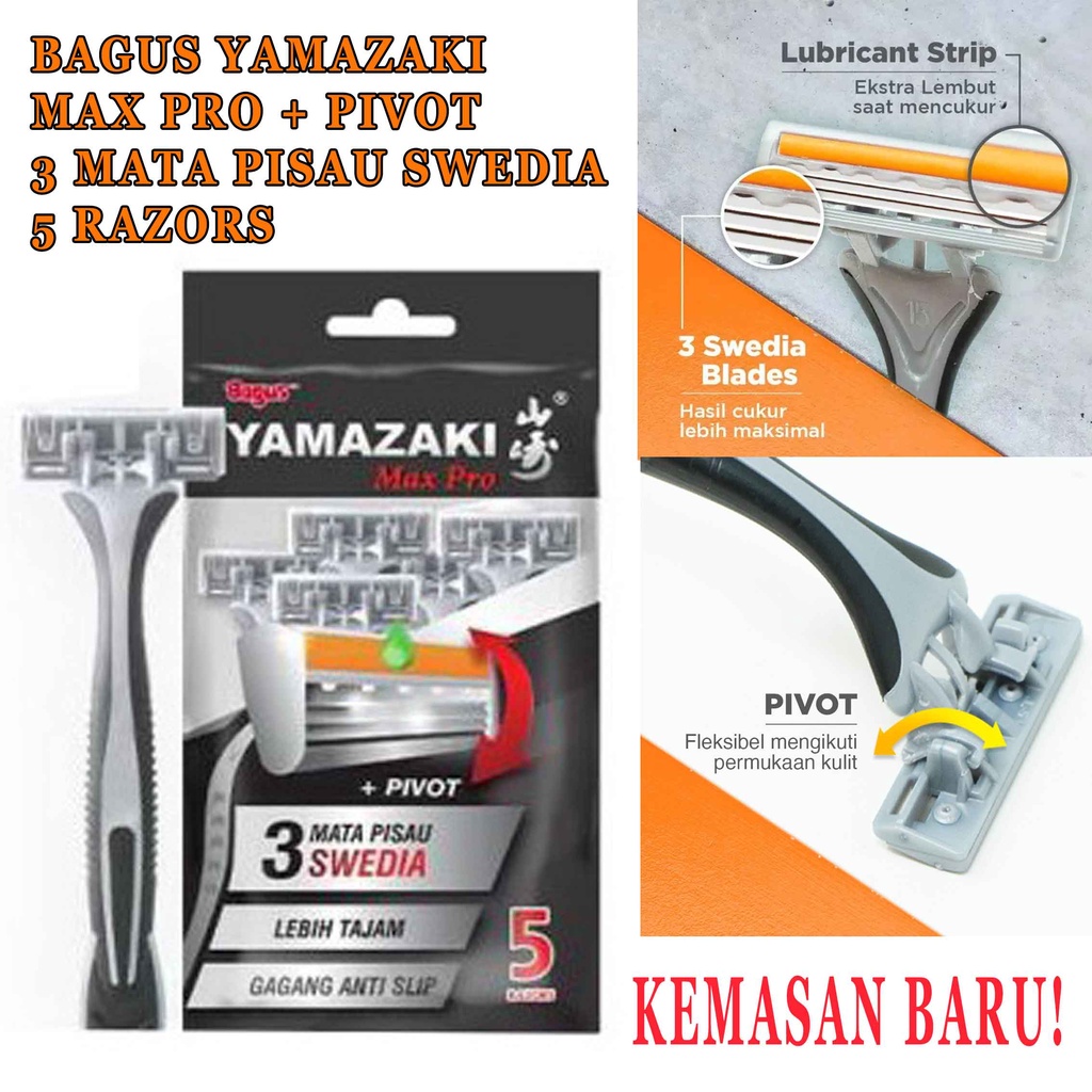 Jual Bagus YAMAZAKI Max Pro / Nep Razor 3 Blades+Pivot / Alat Cukur ...