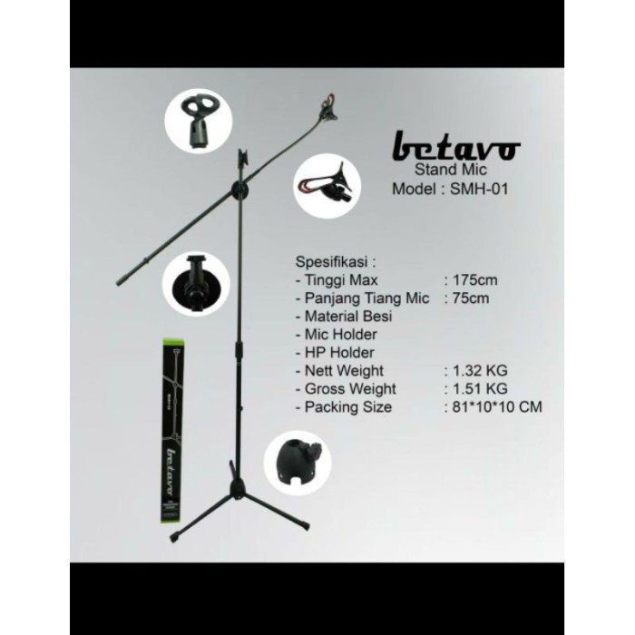 Jual Stand Mic Betavo Smh-01 Holder Hp Tiang Besi Kokoh Tripod ...