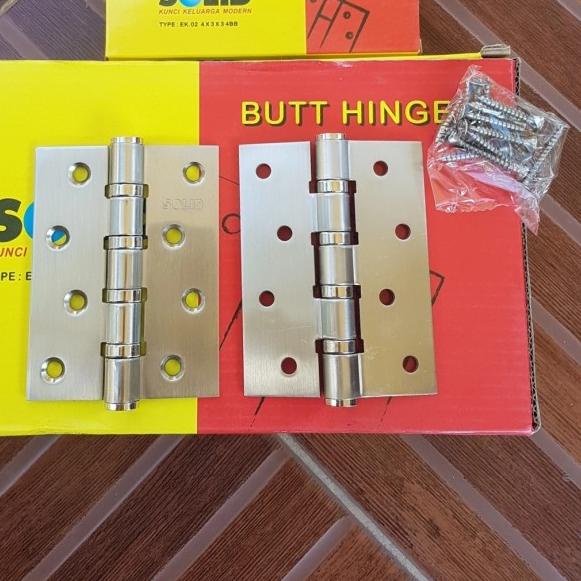 Jual ENGSEL PINTU SOLID 4 INCH EK 02 4×3×3 4BB // BUTT HINGES | Shopee ...