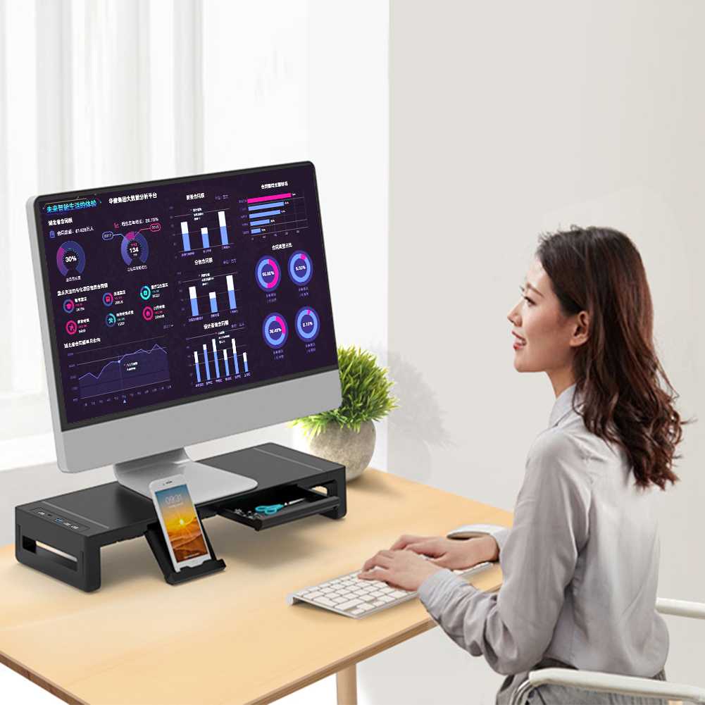 Jual Meja Stand Laptop Monitor Handphone Desk with USB and Charging ...