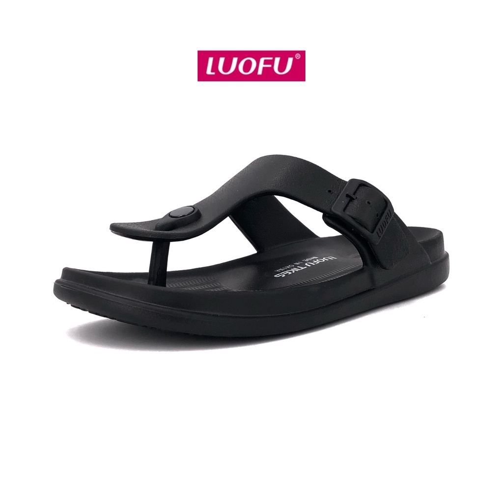 Jual Sandal Pria Slide Luofu E-6195 Hitam Import | Shopee Indonesia
