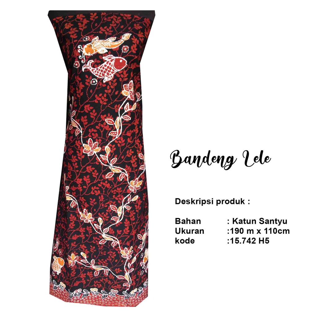Jual batik tulis motif bandeng lele khas lamongan / warna dasar hitam ...