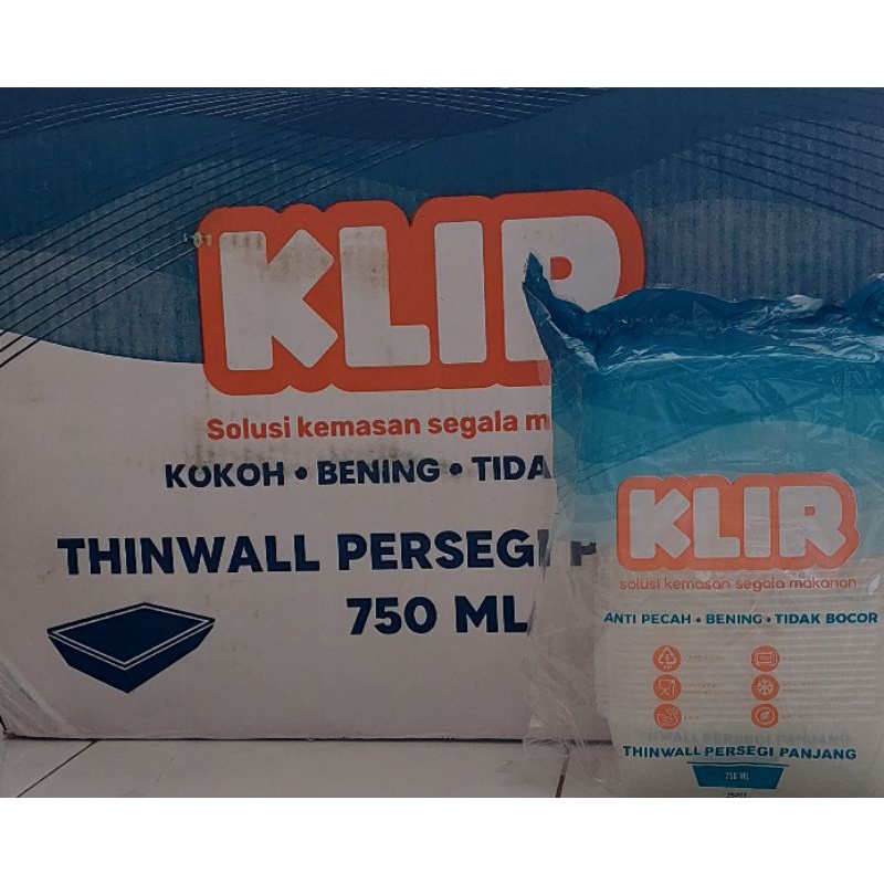 Jual Thinwall Klir 750 Ml Anti Pecah Kotak Makanan Isi 25 Pcs