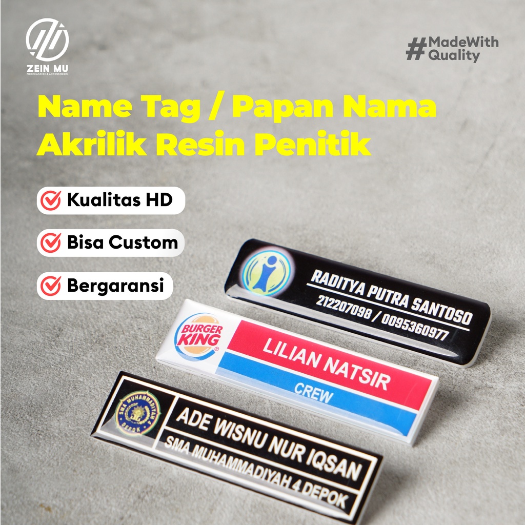 Jual PAPAN NAMA / NAME TAG / AKRILIK RESIN PENITIK / ATRIBUT ...