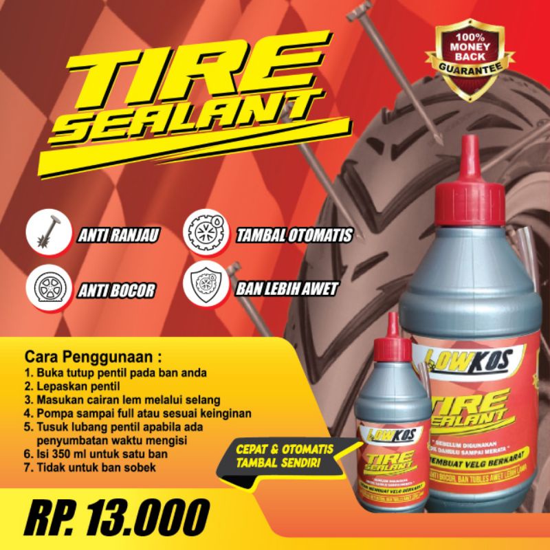 Jual Cairan Ban Tubeless Tire Sealant Lowkos 350 ml Original | Shopee ...