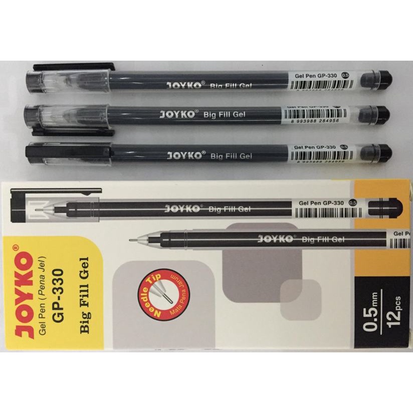 Jual (1 Pak Isi 12 Pcs) Gelpen JOYKO GP-330 Big Fill Gel 0.5 Hitam ...