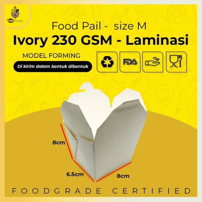 Jual NEW Food Pail Paper Rice Box Kotak Nasi Kertas Box Bento size M ...