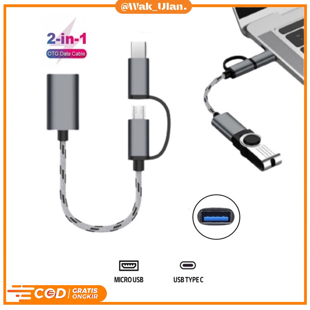 Jual Kabel Cable cabel OTG 2 in 1 Type C / Micro otg Multifungsi Bahan ...