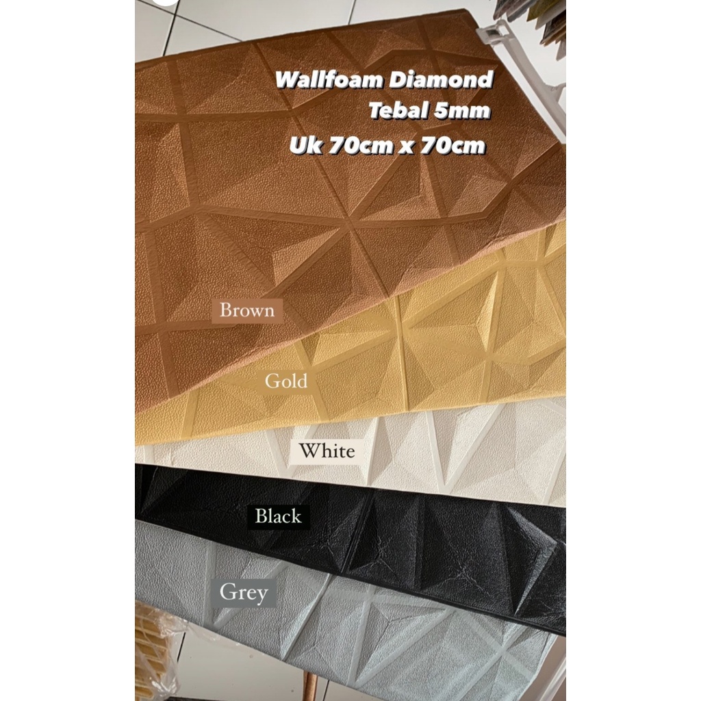 Jual WALLFOAM 3D DIAMOND PUTIH HITAM WALLPAPER DINDING STIKER FOAM BALI ...