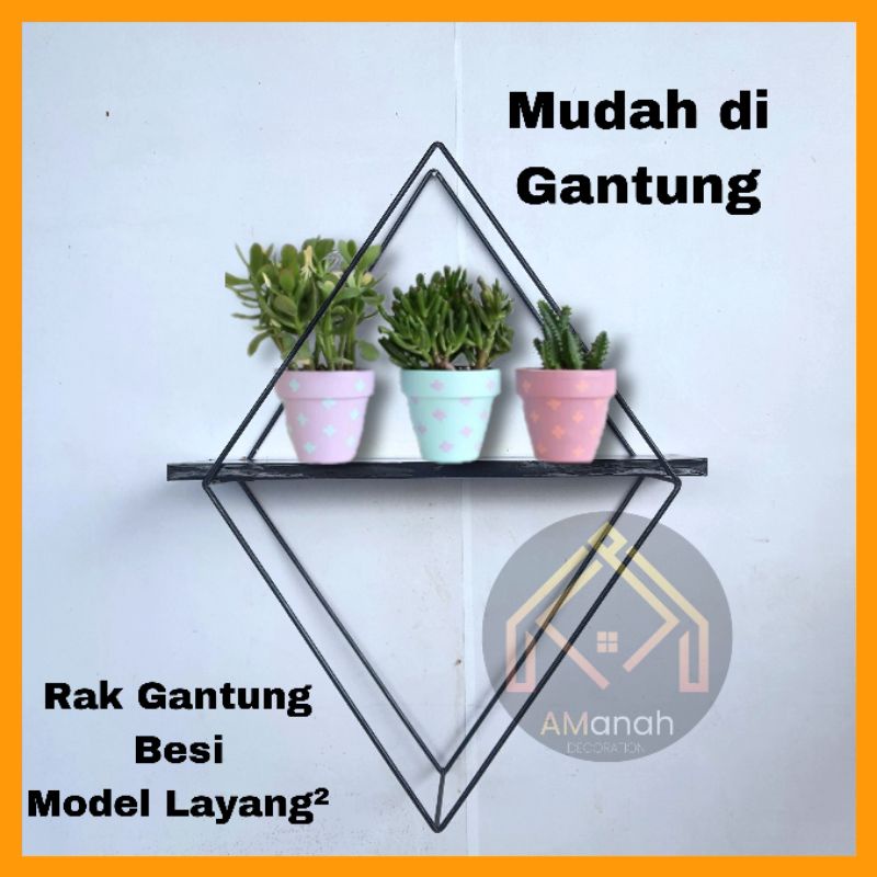 Jual RAK DINDING BESI MINIMALIS MODEL SEGI EMPAT - RAK GANTUNG DINDING ...