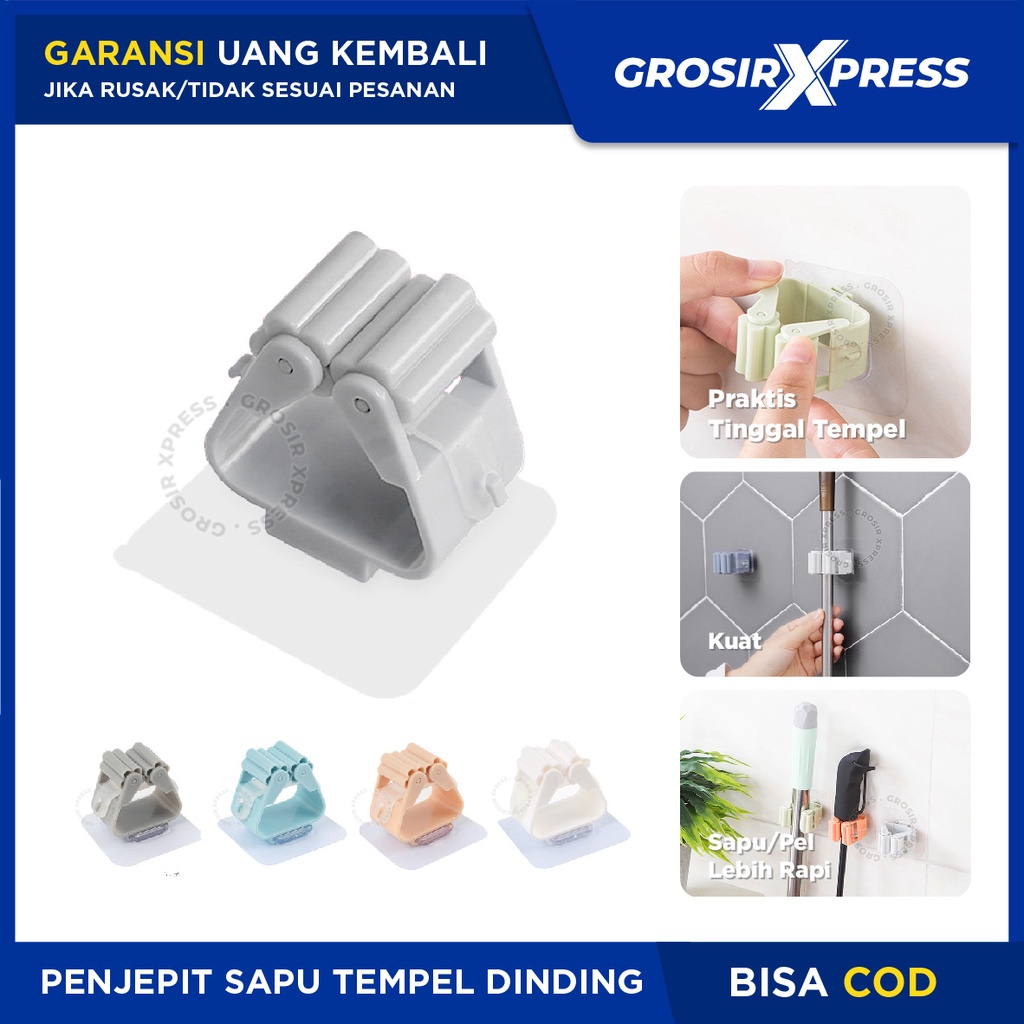 Jual Gantungan sapu tempel dinding Mop Holder universal Hook Penjepit ...