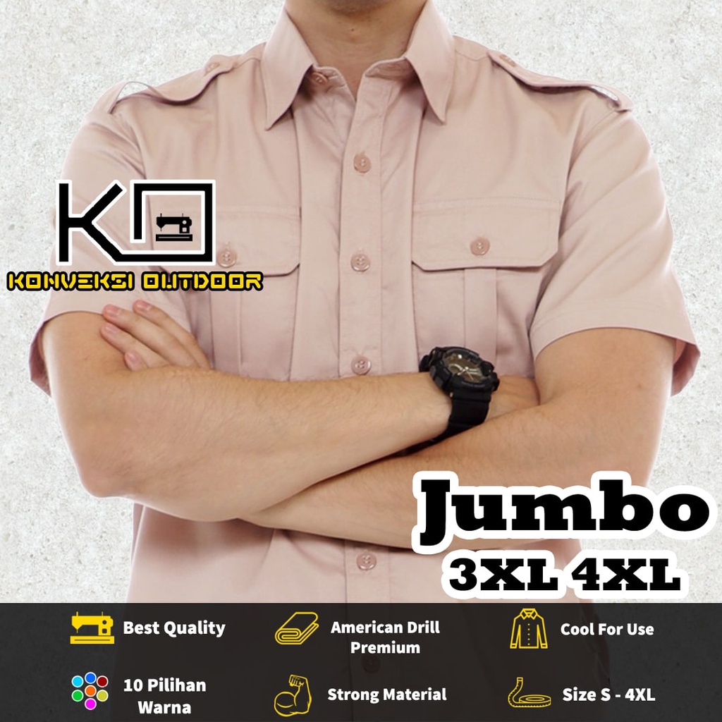 Jual JUMBO 3XL 4XL - BAJU KEMEJA PDL OUTDOOR INDOOR LENGAN PENDEK ...