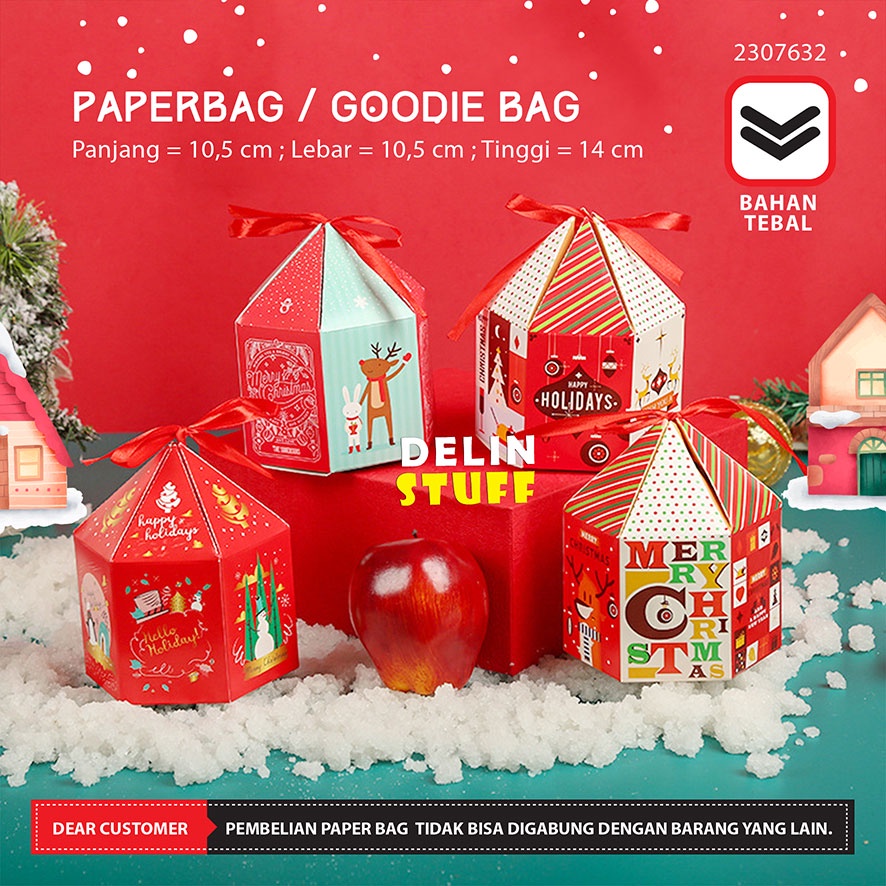 Jual Paper Bag Natal Tebal Paperbag Natal Santa Goodie Bag Natal Kotak ...