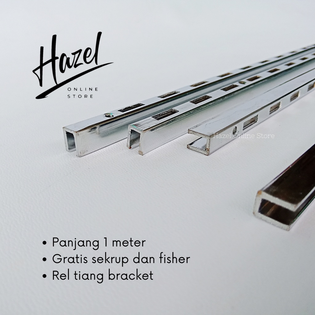 Jual Tiang Bracket 1 Meter Rel Breket Penyangga Rak Dinding Hazel ...