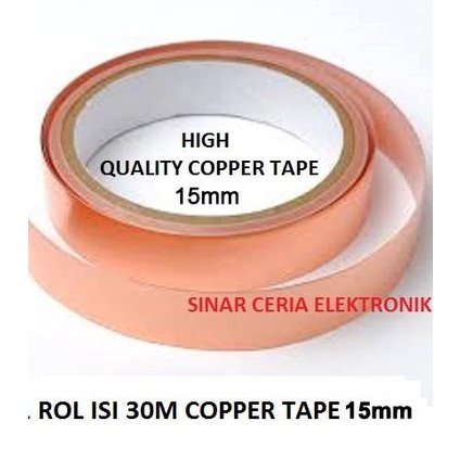 Jual 15mm X 30 Meter 1 Roll Copper Tape Adhesive Isolasi Tembaga Jalur ...