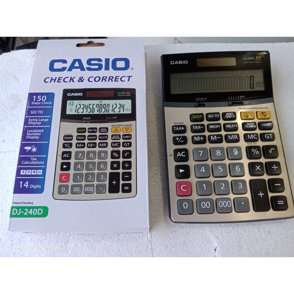 Jual KALKULATOR CASIO DJ 240D, 14 DIGIT | Shopee Indonesia