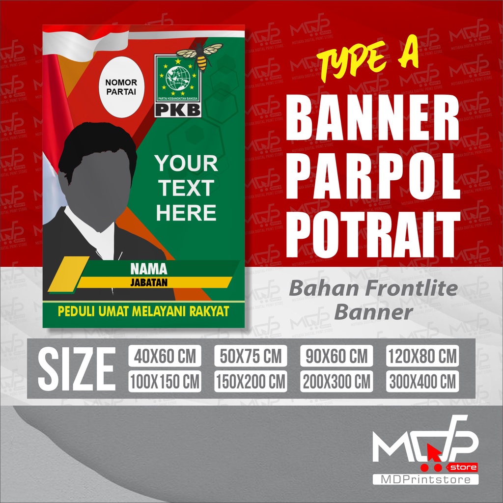 Jual BANNER 50cmX75cm BALIHO SPANDUK PARPOL PARTAI POLITIK KAMPANYE ...
