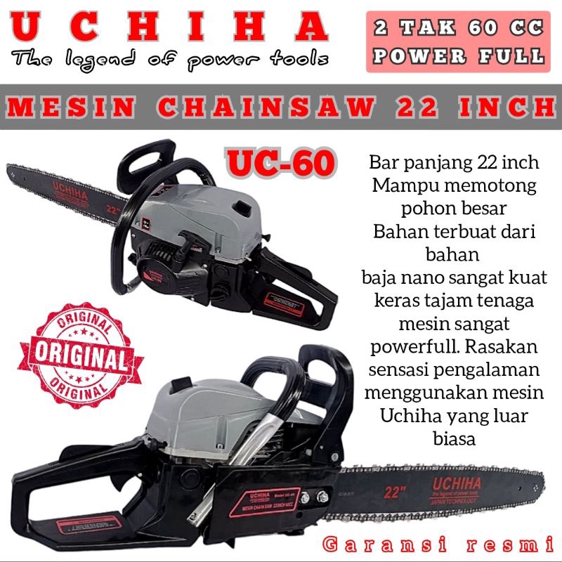 Jual mesin CHAINSAW Uchiha chain saw gergaji tebang pohon kayu besar ...