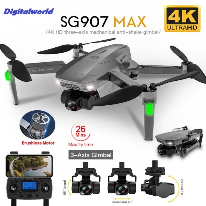 Jual SG907 MAX GPS 5G 3 Axis EIS Gimbal 4K Camera Brushless Drone V F11 ...