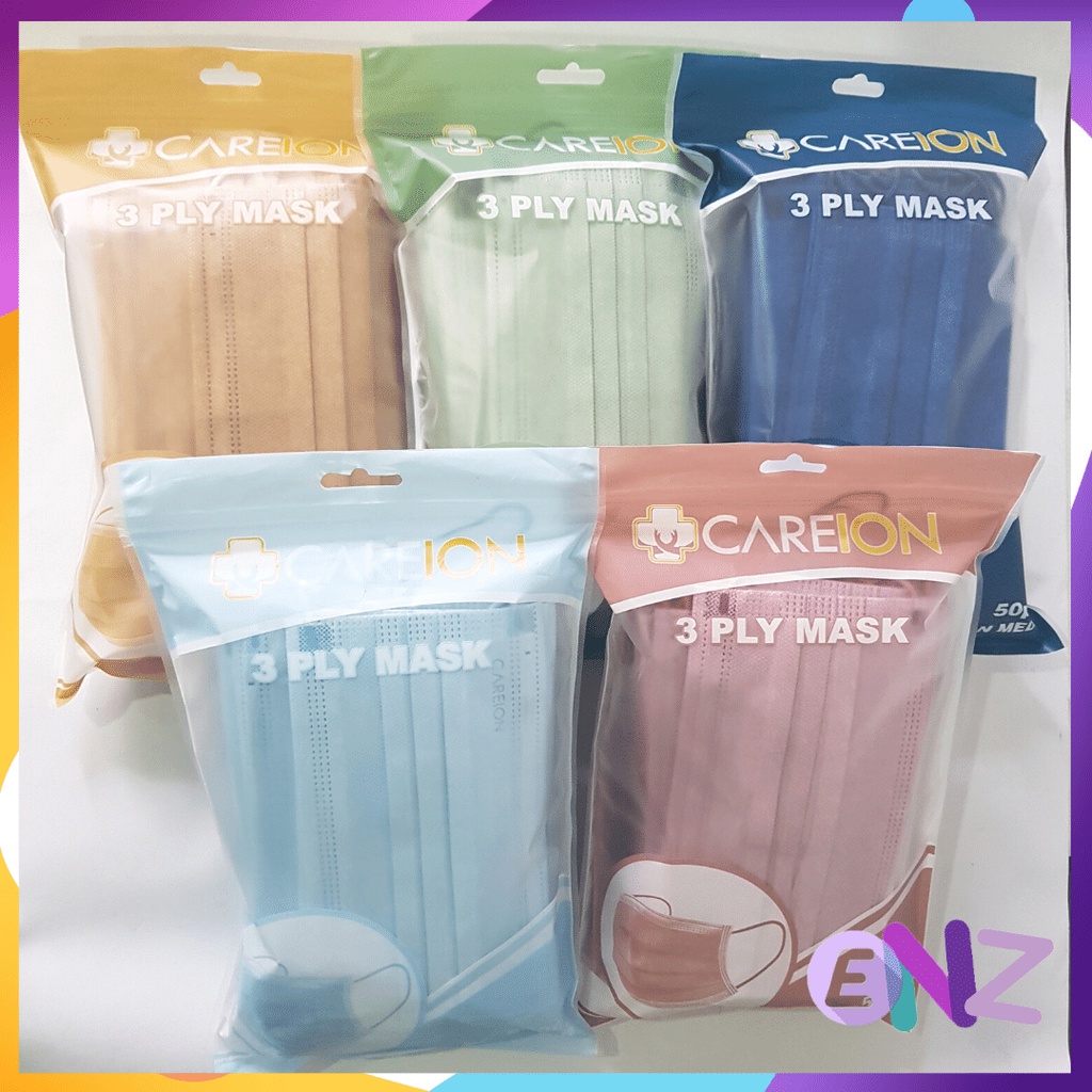 Jual ENZ ® MASKER EARLOOP CAREION PREMIUM 3PLY 3 PLY HITAM PUTIH WARNA ...