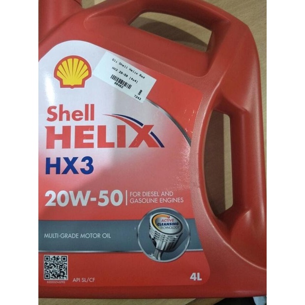 Jual Oli Shell Helix HX3 Sae 20w-50 1 Galon 4 liter ORIGINAL -00462 ...